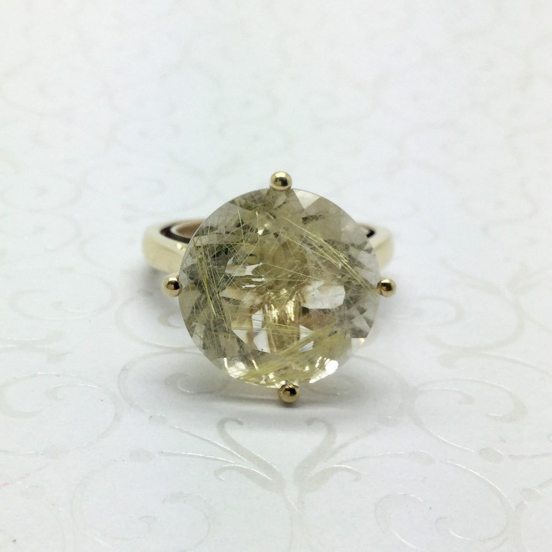 Rutilated Quartz Ring Clear Quartz Golden Rutile Solitaire | Etsy