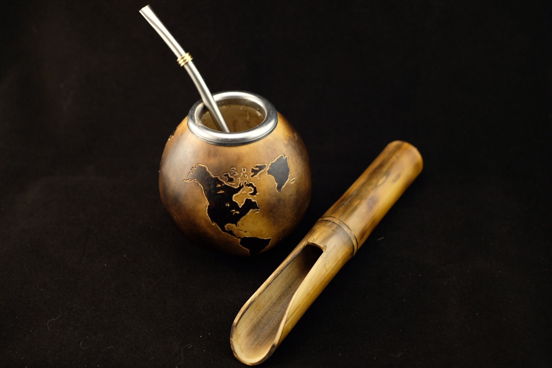 Yerba Mate Set: Mate Gourd Yerba Mate Cup Mate De Calabaza World Map ...