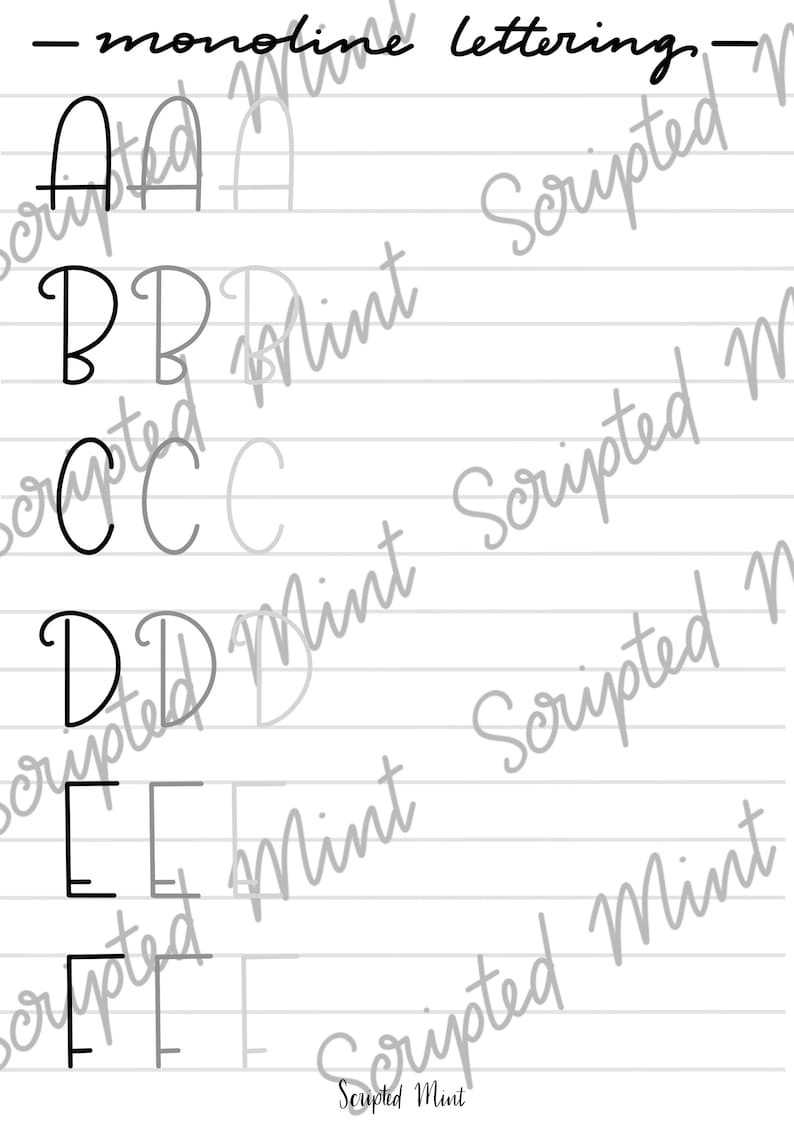 Monoline Lettering Capital Letters | Etsy