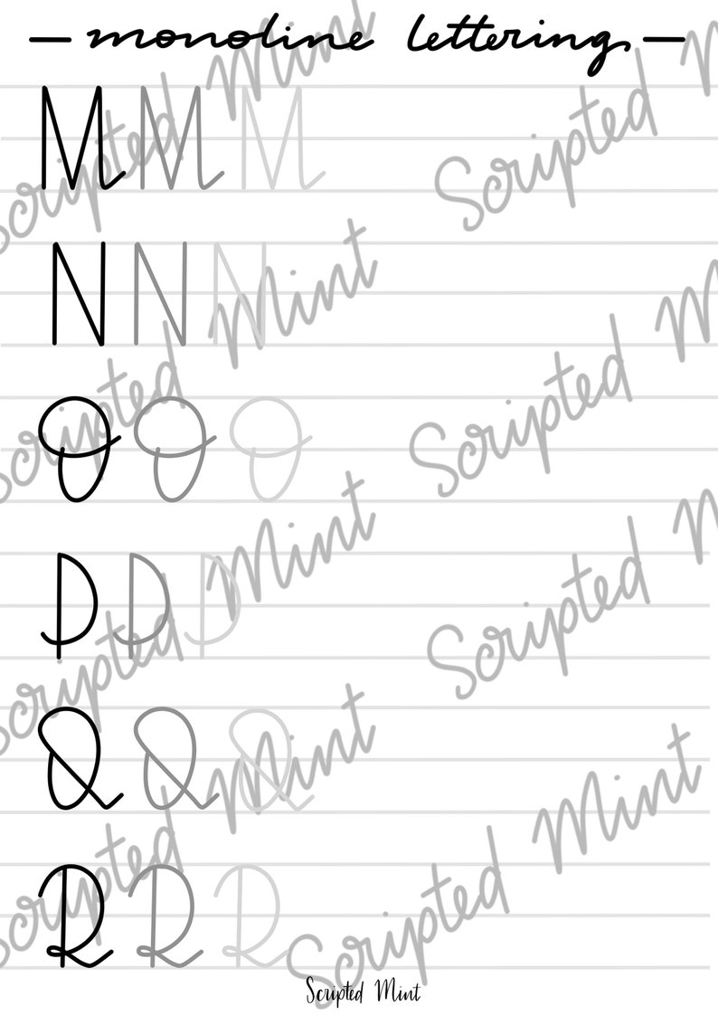 Monoline Lettering Capital Letters | Etsy
