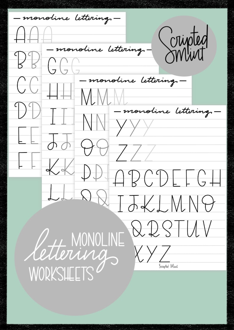 Monoline Lettering - Capital Letters - Etsy