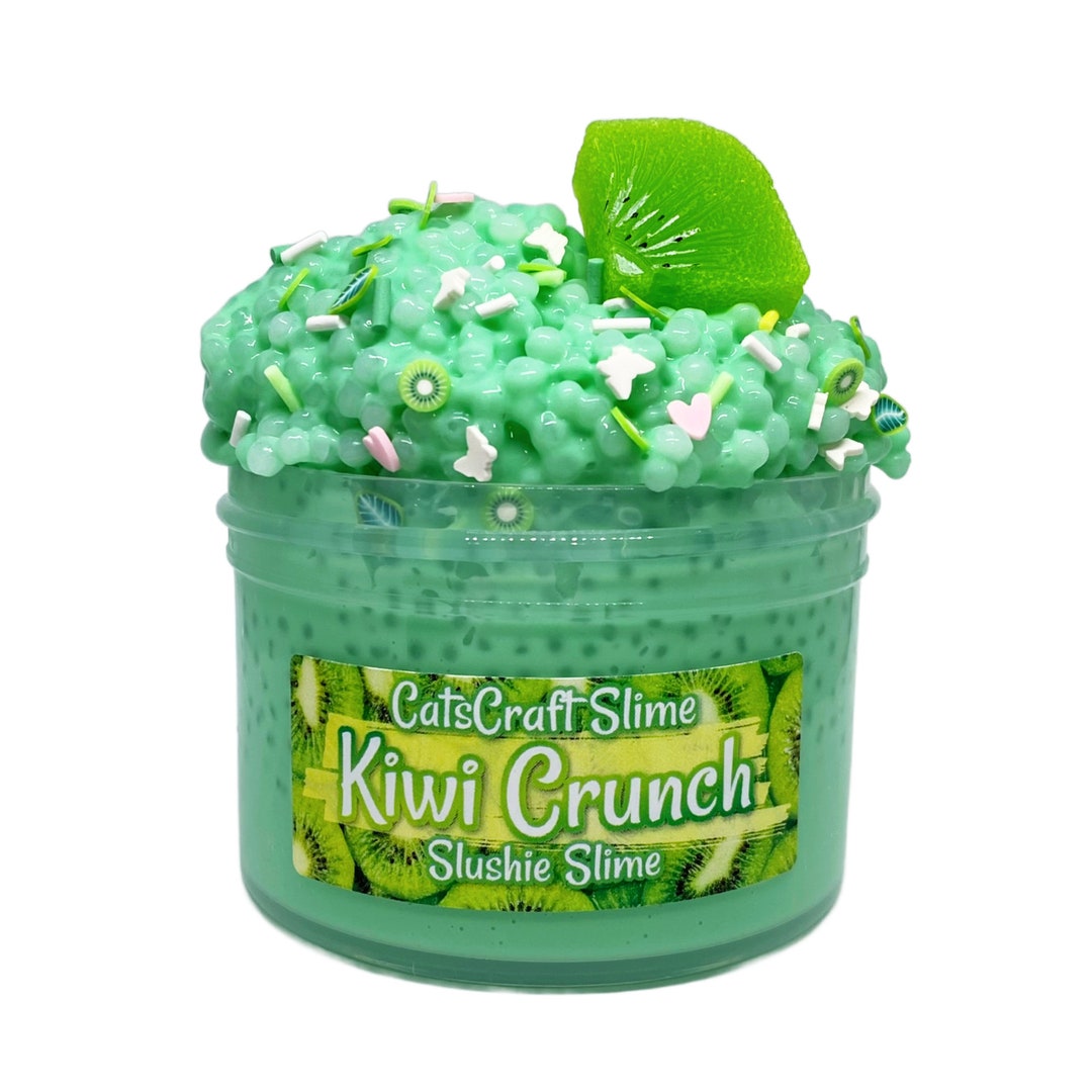 White Glue Slushie Slime "kiwi Crunch" SCENTED Crunchy ASMR With Charm ...