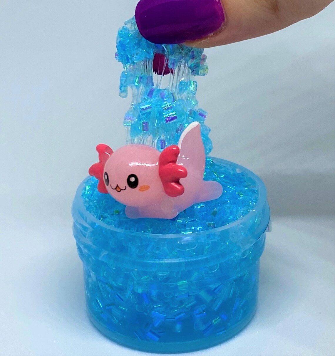 Clear Slime axolotl SCENTED Stretchy Glitter Slime - Etsy UK
