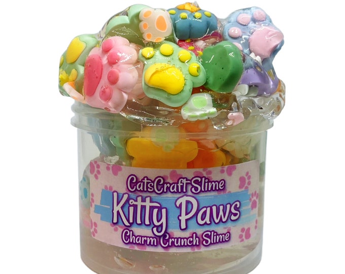 Charm Crunch Clear Slime "kitty Paws" Scented Stretchy Slime ASMR 4 Oz ...