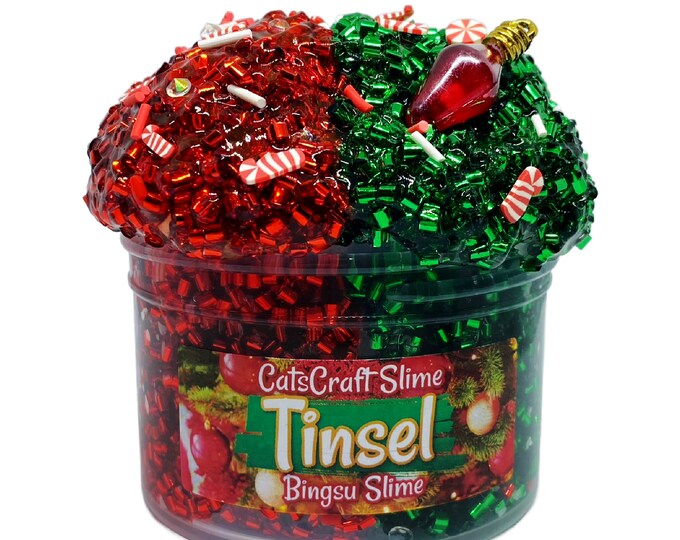 Bingsu Slime "tinsel" SCENTED Clear Christmas Red and Green Bingsu Bead ...