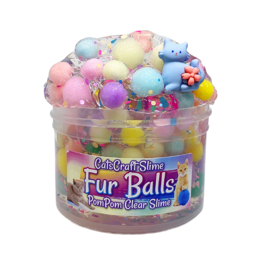 Pompom Clear Slime "fur Balls" Scented Stretchy Slime ASMR 6 Oz - Etsy