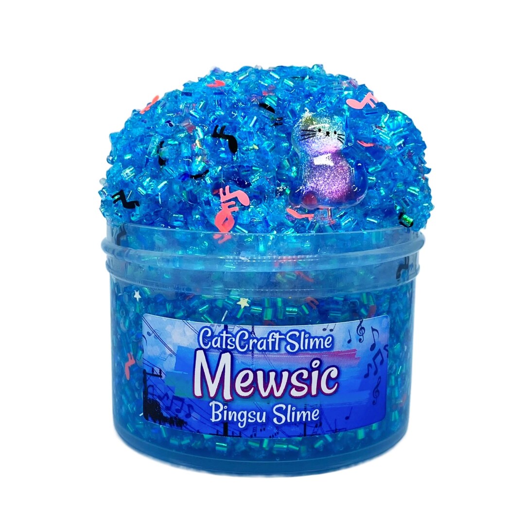 Bingsu Slime "mewsic" SCENTED Clear Blue Bingsu Bead Crunchy ASMR With ...