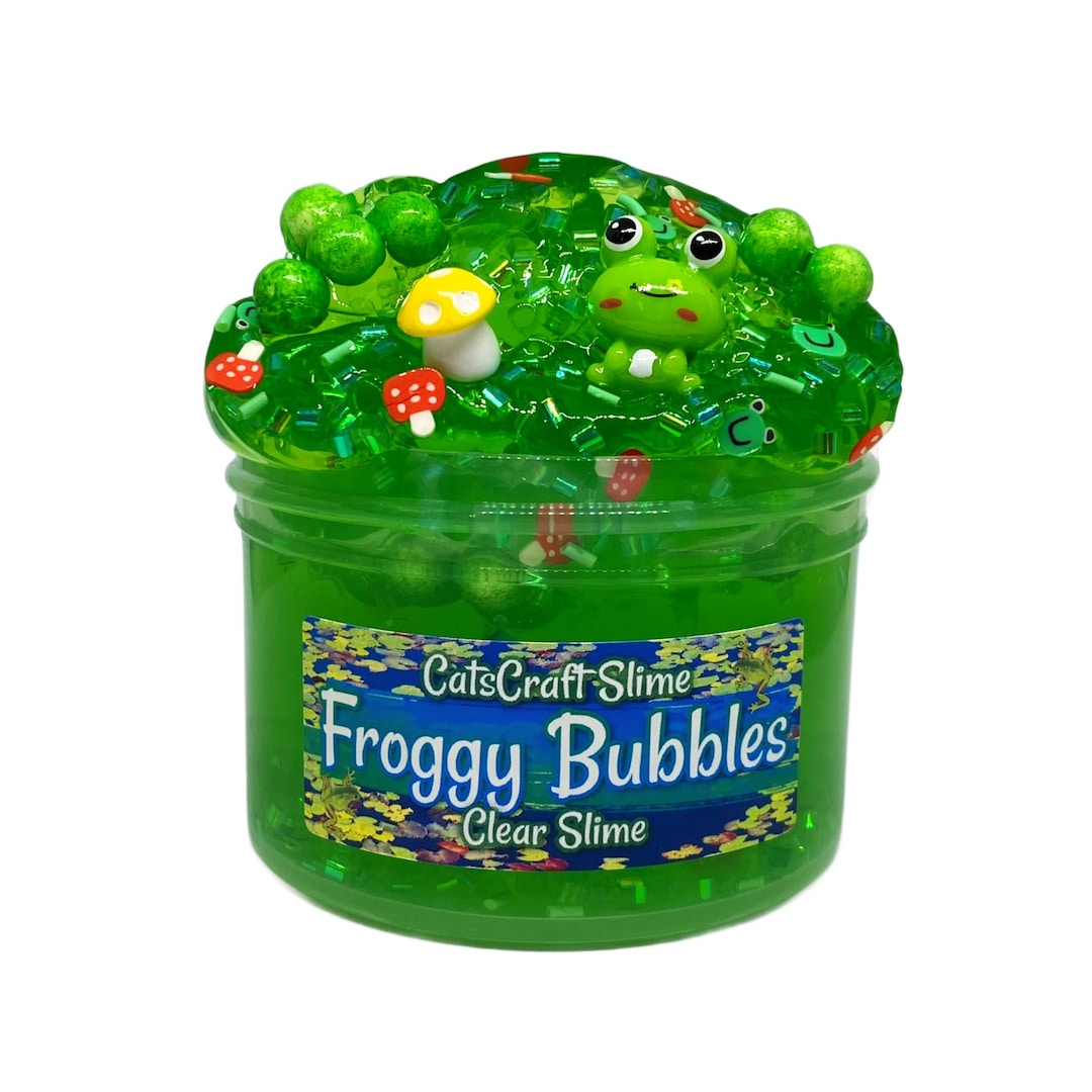 Clear Slime "froggy Bubbles" Scented Stretchy Green Slime ASMR 6 Oz - Etsy