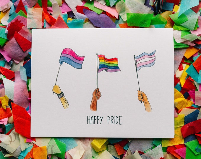 Pride Flag Card, Happy Pride Card, Lesbian Card, Gay Card, Gay Pride ...