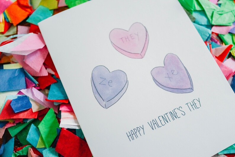 Nonbinary Valentines Day Card Gender Fluid Valentines They - Etsy