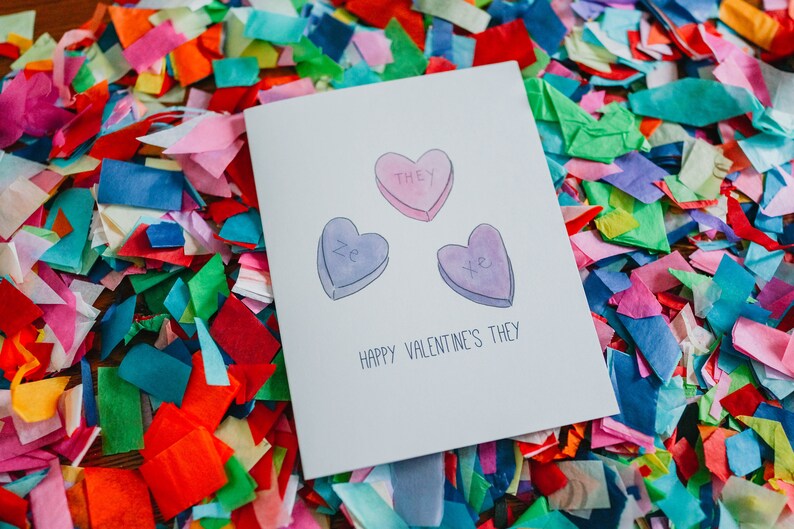 Nonbinary Valentines Day Card Gender Fluid Valentines They - Etsy