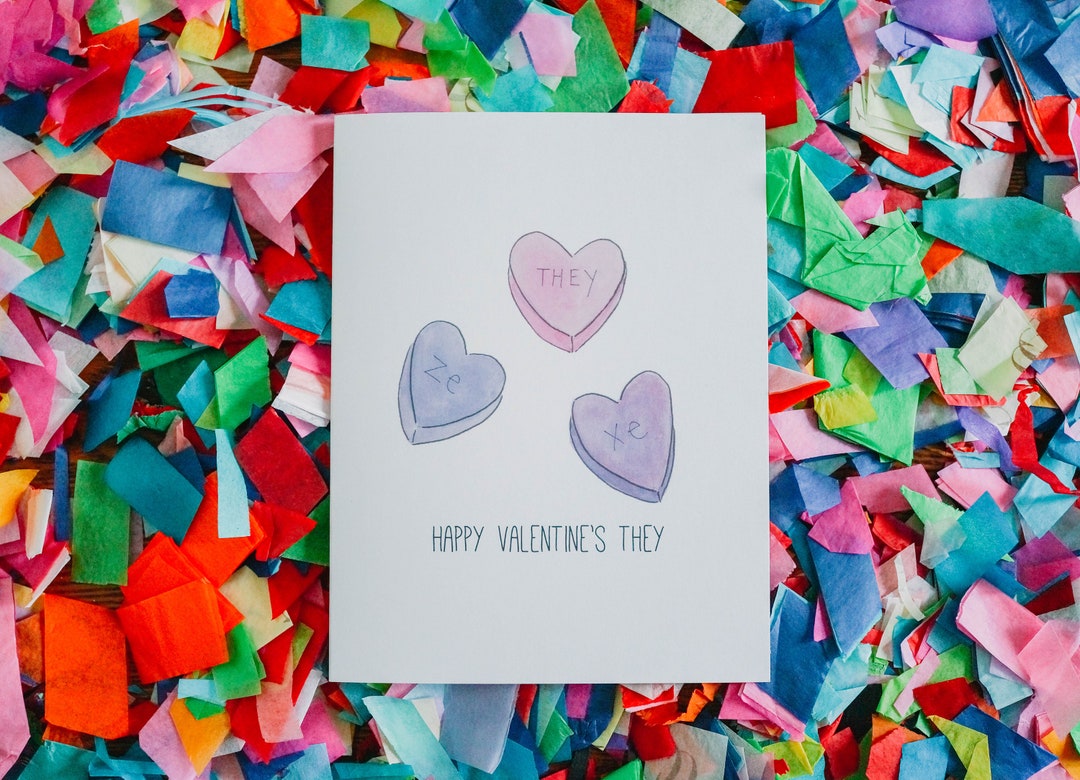 Nonbinary Valentines Day Card, Gender Fluid, Valentines They, Inclusive ...