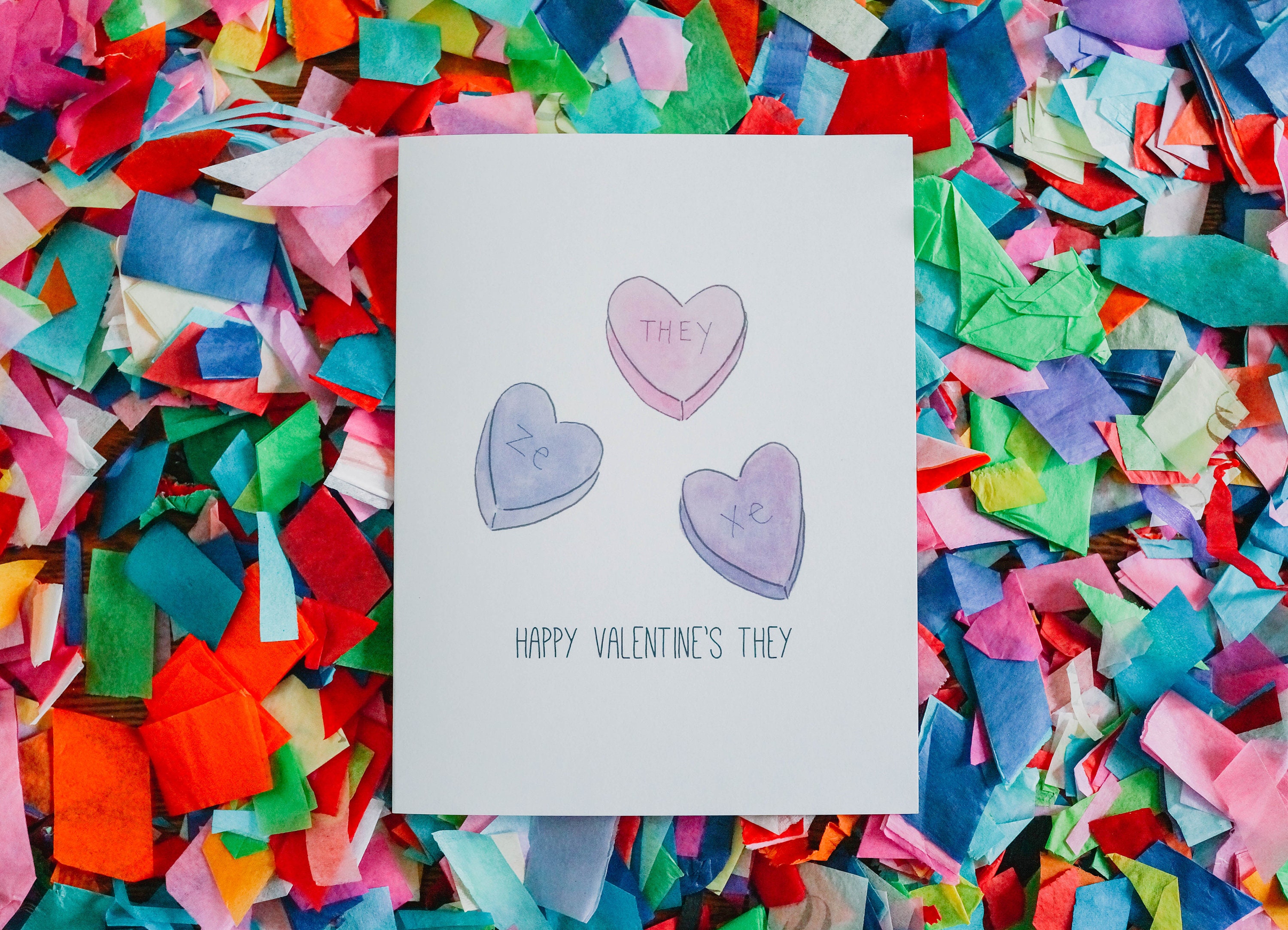 Nonbinary Valentines Day Card Gender Fluid Valentines They - Etsy