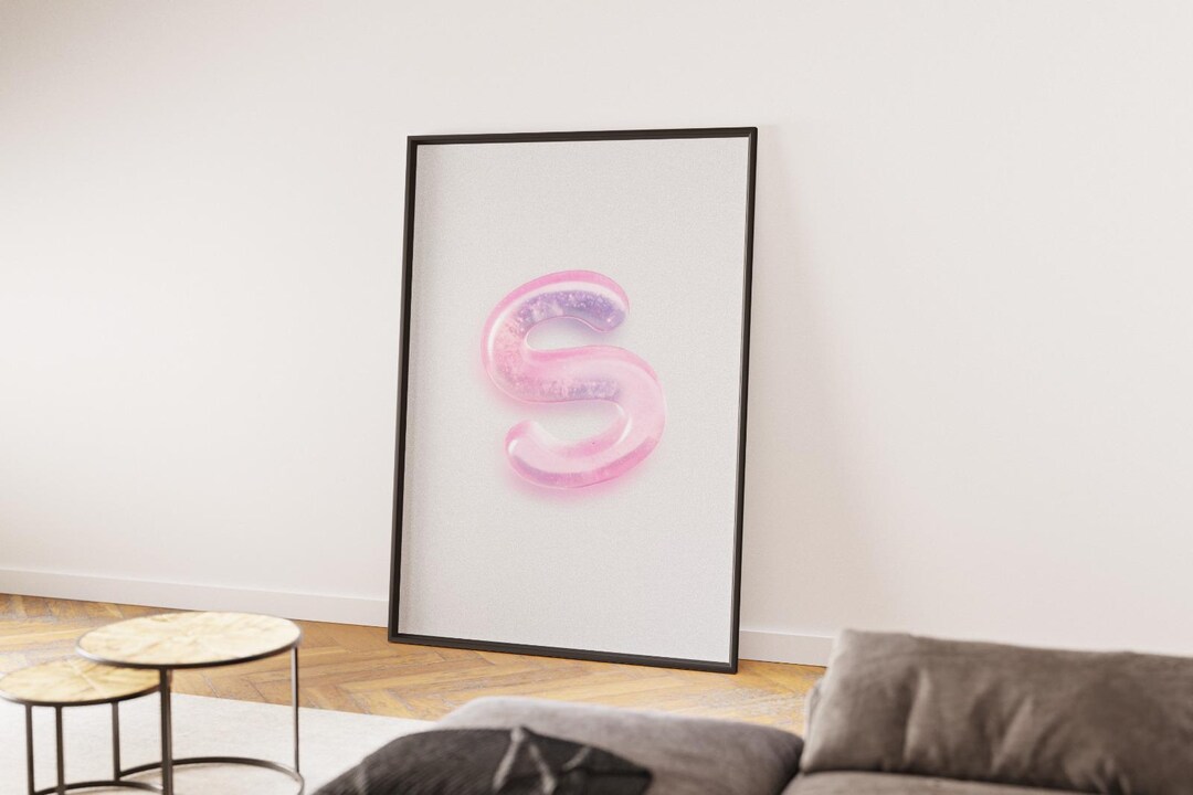 Custom Letter S Art Print: Pink Jelly Typography (PDF Download, 4x6 In ...