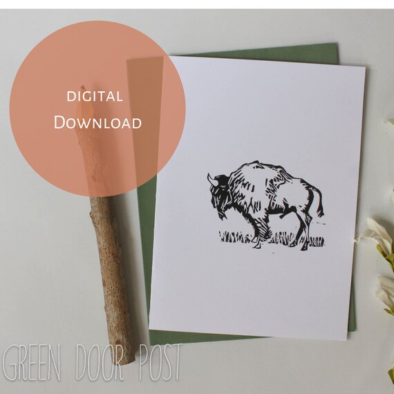 Printable Blank Buffalo Card / Digital Blank Notecard | Etsy
