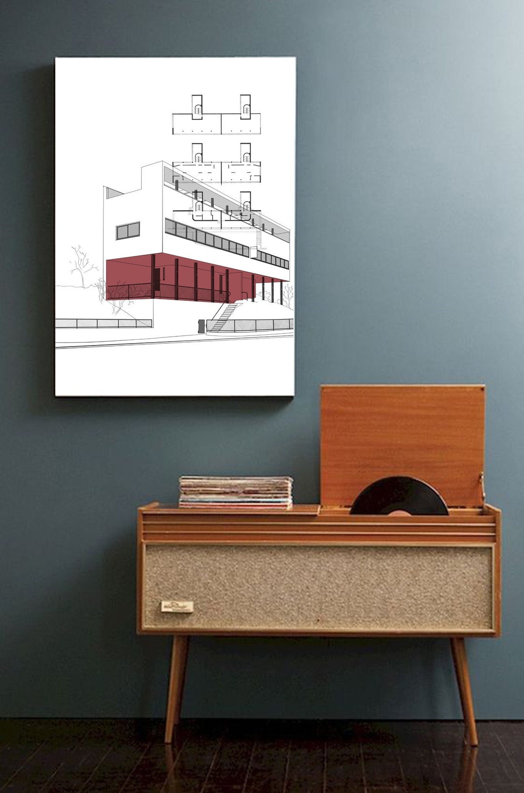 Midcentury Modern Retro House Printable Drawing, Le Corbusier - Etsy UK