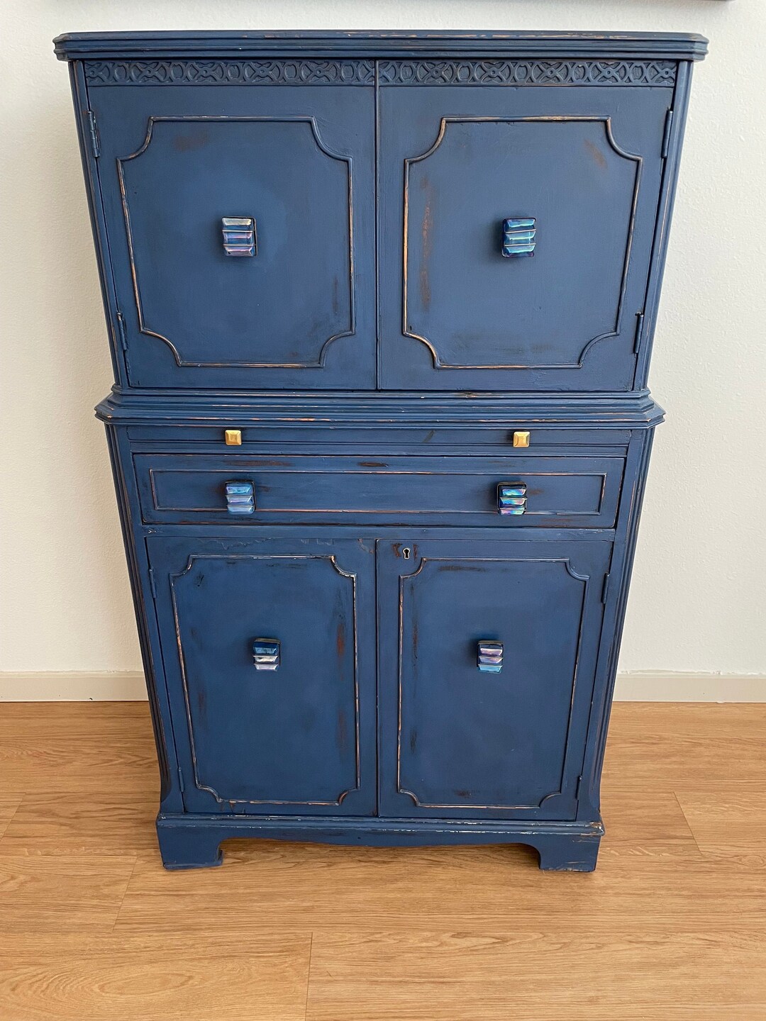 Vintage Distressed Blue Cabinet- a RMC "rock-ola" Original Piece - Etsy