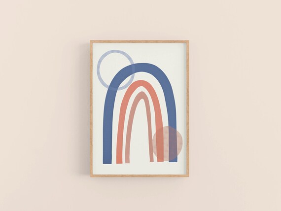 Boho Rainbow Wall Art Mid Century Modern Printable Poster - Etsy