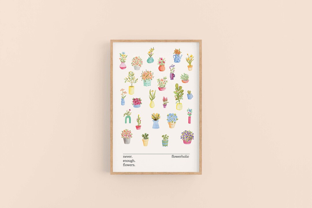Flower Pots Wall Art, Printable Poster for Interior, Handmade ...