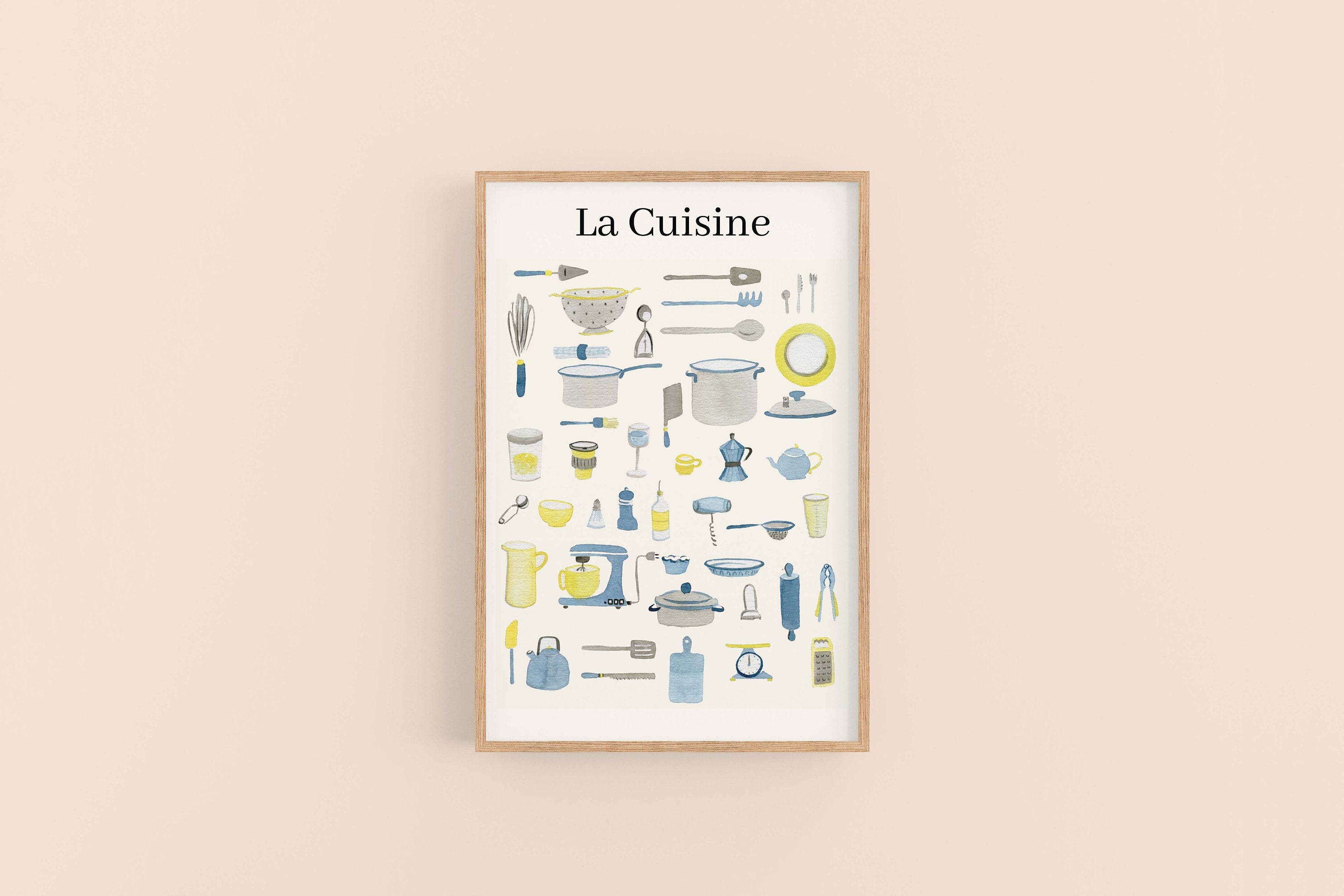 Kitchen Supplies Illustration Wall Art, Printable Poster for Kitchen ...