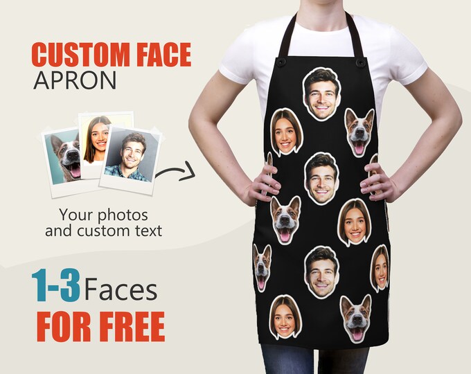 Custom Your Face on Apron - Custom Face Apron - Cat Dad Dog Mom Pet ...
