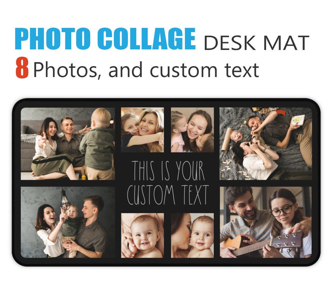 Photo Collage Desk Mat Desk Pad Photo Desk Mat Custom Desk | Etsy