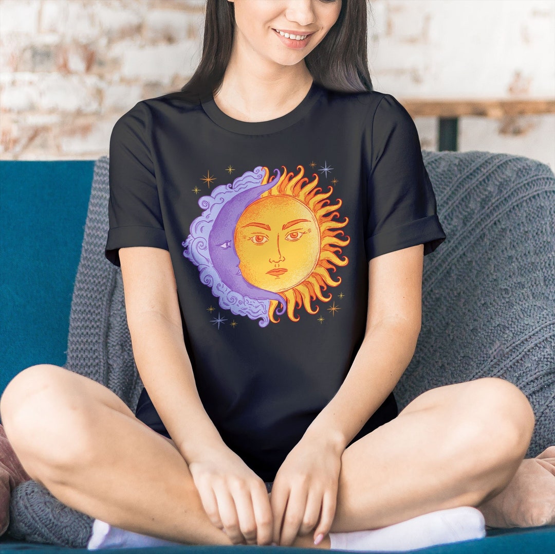 Sun Moon Shirt Sun Moon Boho Celestial Graphic T-shirt Daily - Etsy