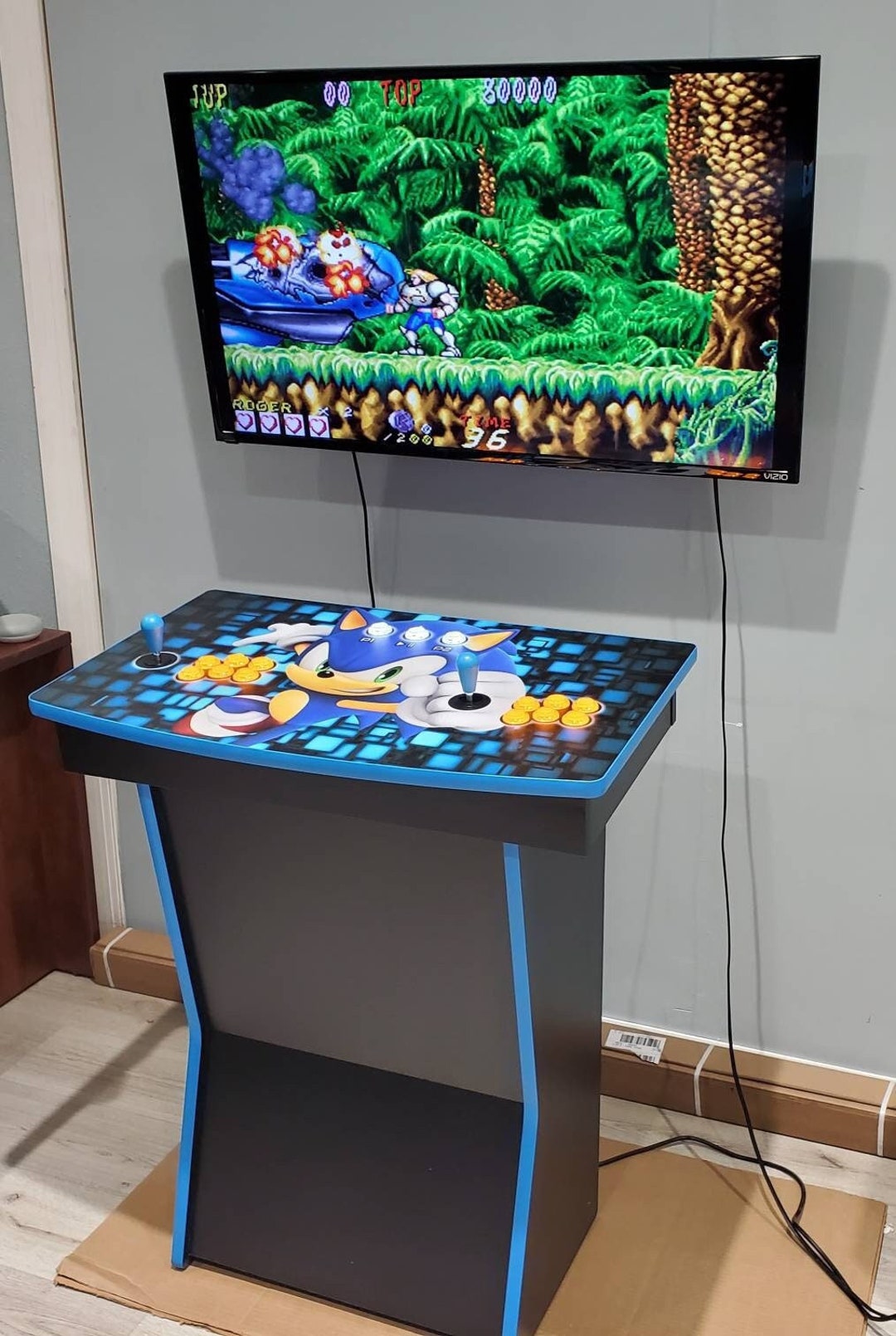 Sonic 2 Player Pedestal Arcade Machine, With 5000 Games and LED Buttons ...