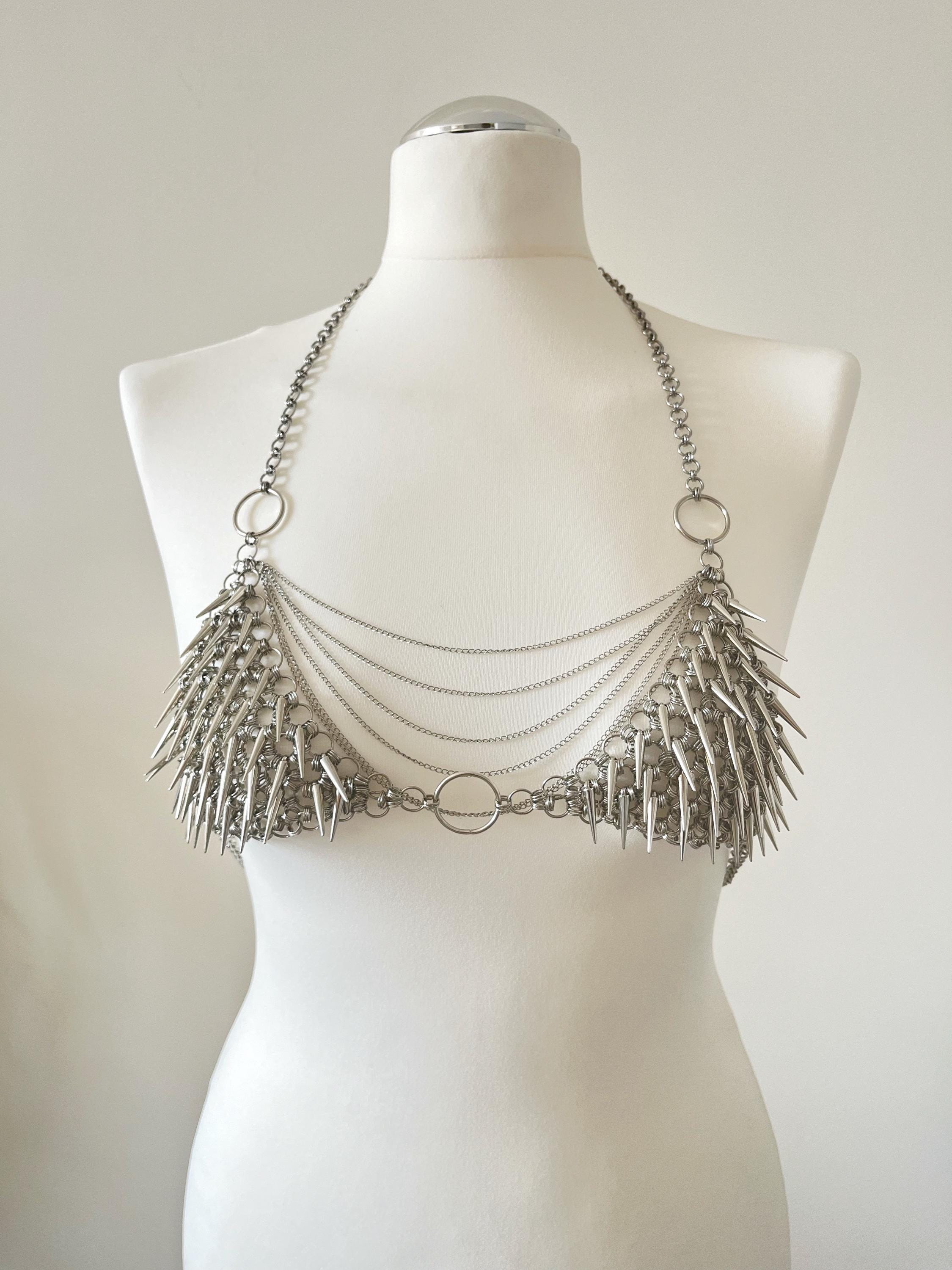 Chainmail Spiked Bra: Stainless Steel Halter Top, Rave Festival Outfit ...