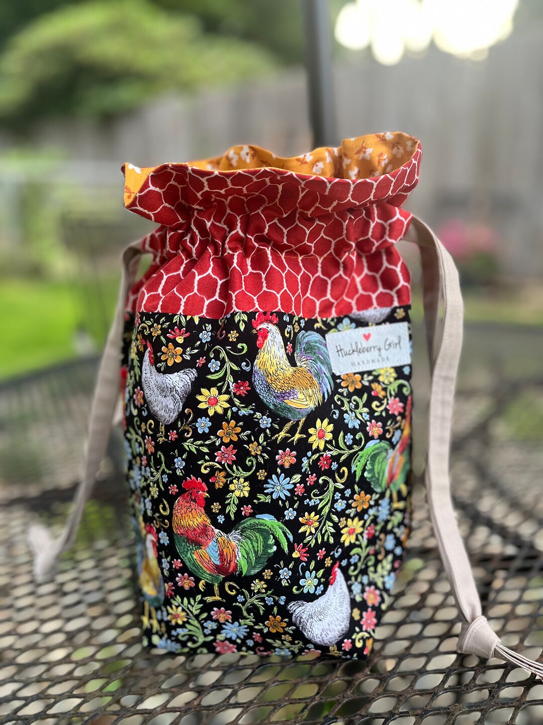Large Fancy Chickens Drawstring Bag - Etsy