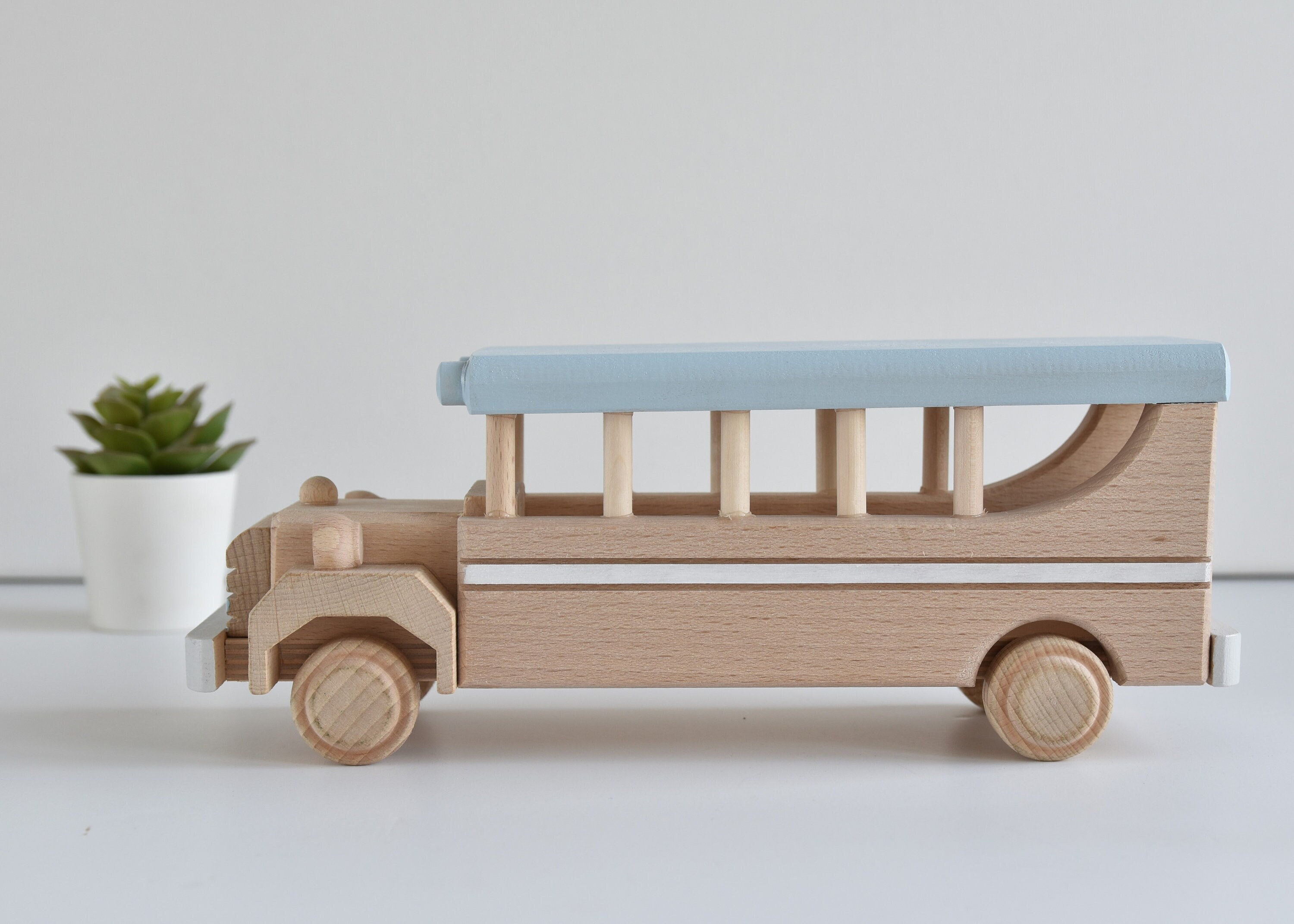 Wooden Schoolbus Model - Wooden Nursery Decor - Eco Friendly ...