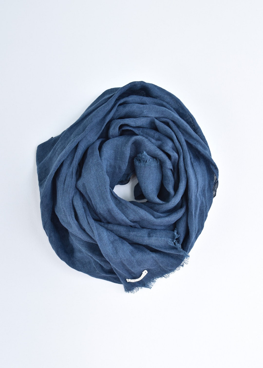 Navy Blue Extra Long Linen Scarf - Natural Linen Soft Scarf - Linen ...