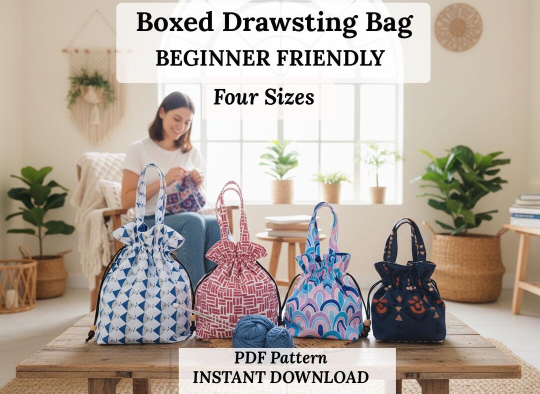 Drawstring Bucket Bag Sewing Pattern: Beginner-friendly, 4 Sizes PDF ...