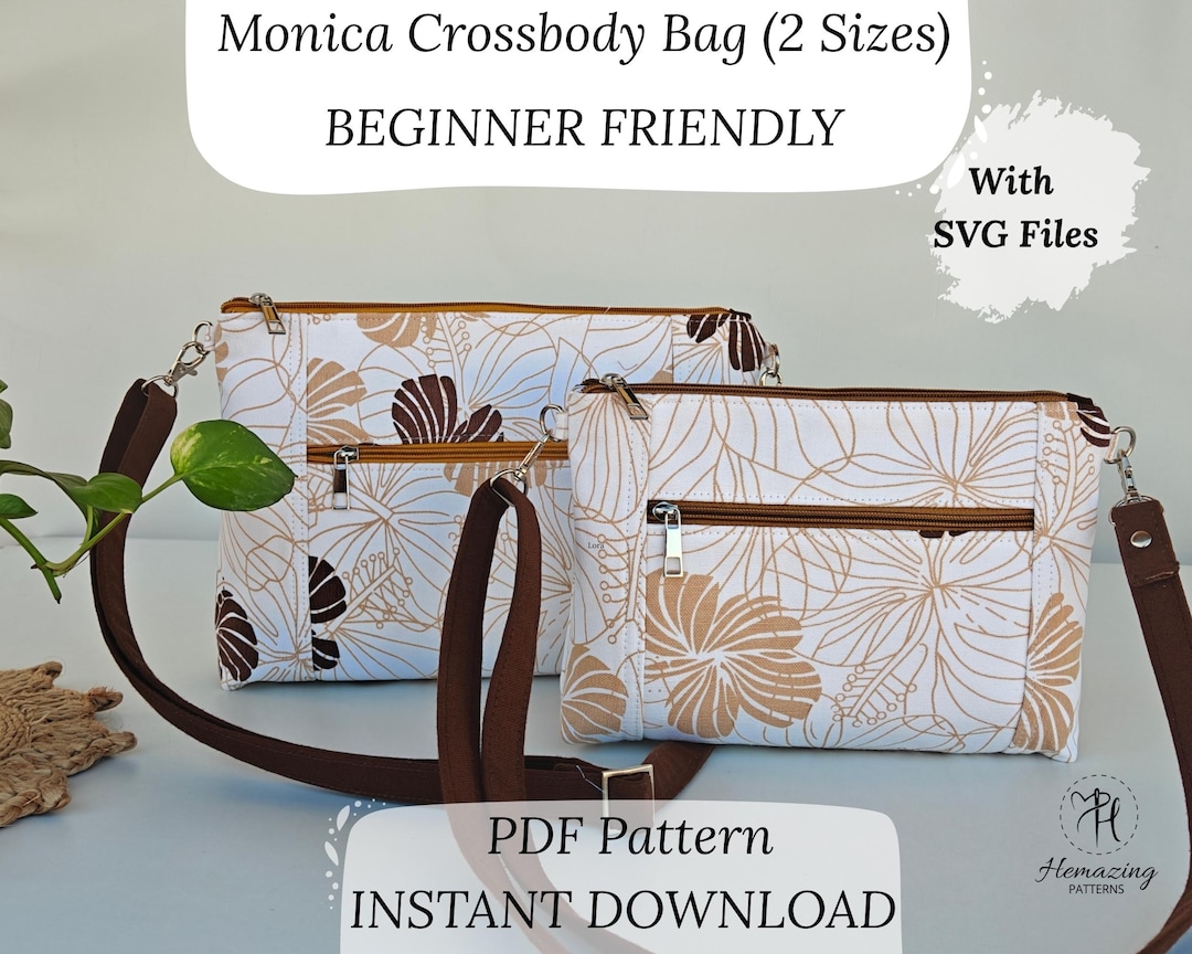 Monica Crossbody Bag Sewing Pattern With SVG Files: Two Sizes (PDF ...