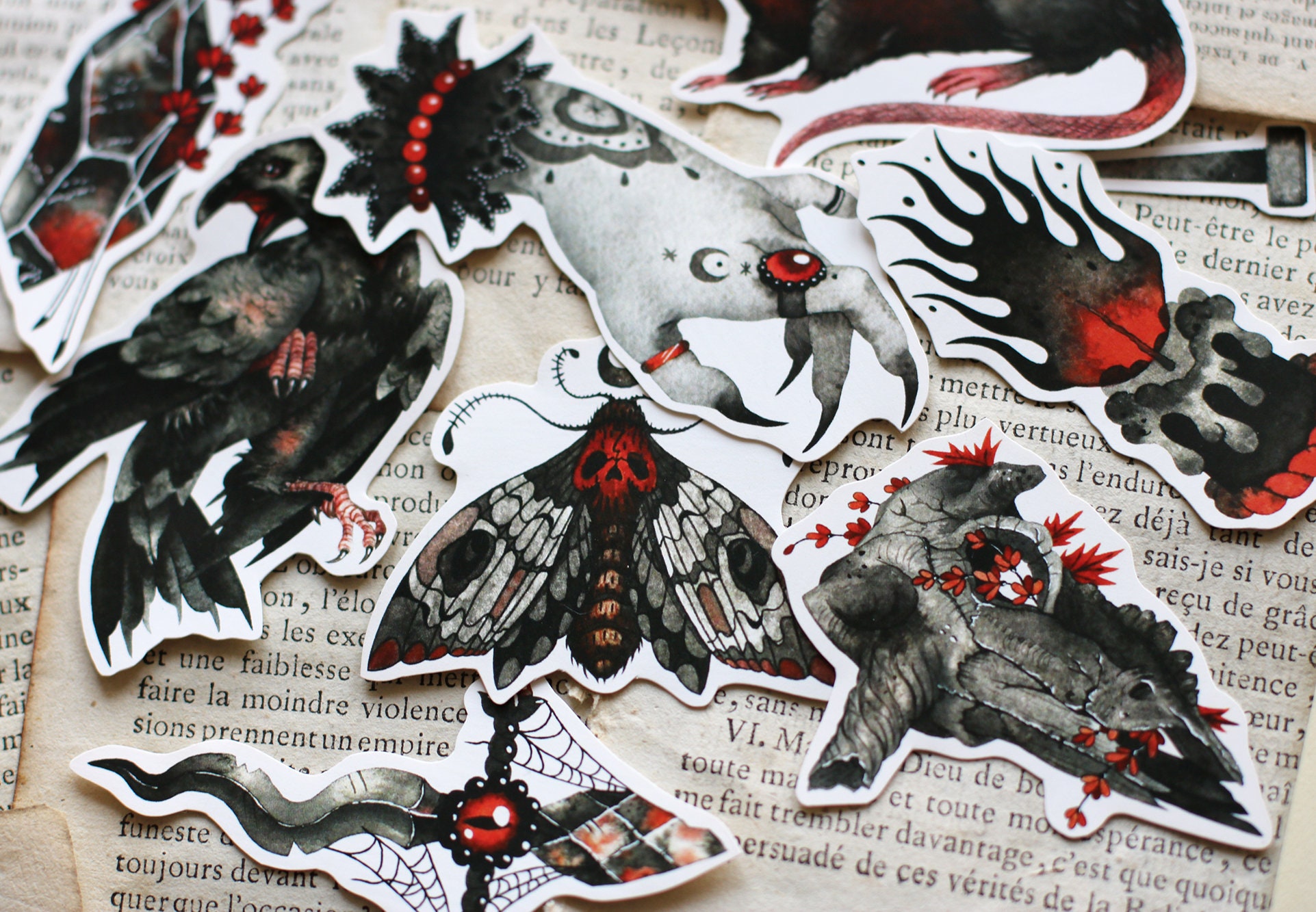 Witch sticker pack occult dark sticker set goth stickers | Etsy