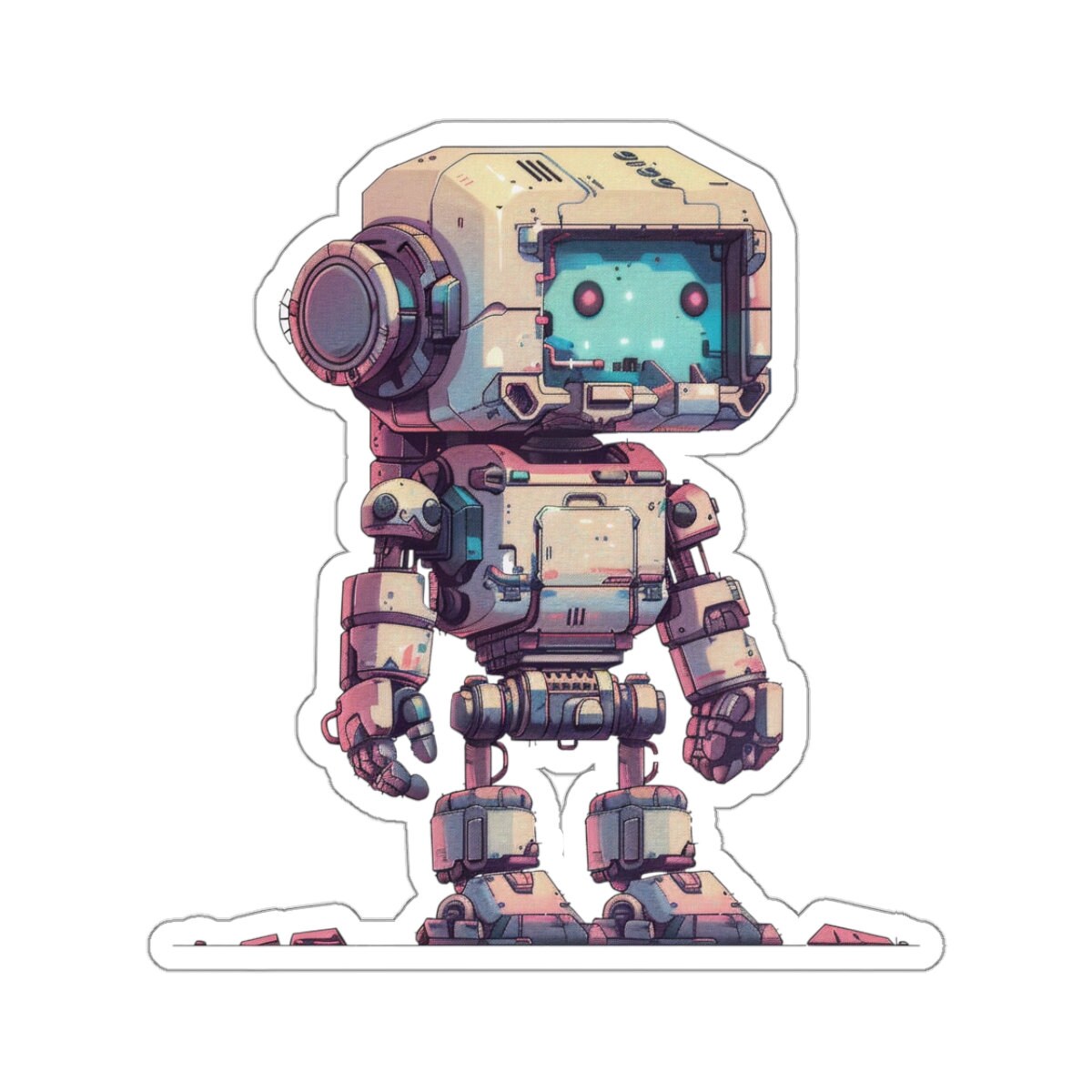 Junkyard Pixelated Robot Vinyl Sticker Unique Decal for Laptop ...
