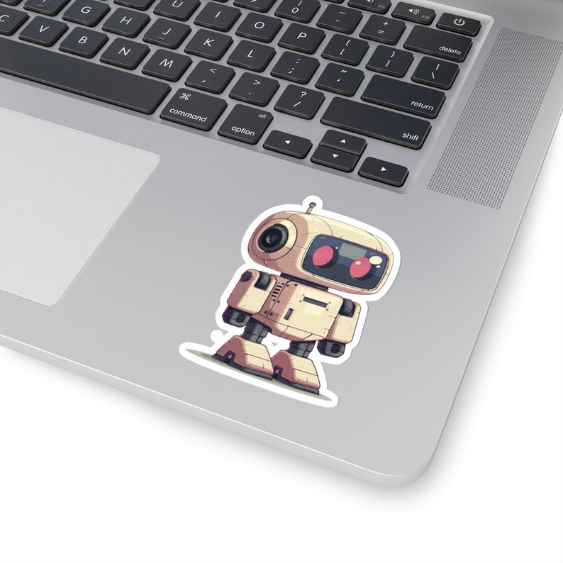 Retro Alarm Clock Robot Vinyl Sticker - Unique Decal for Laptop ...