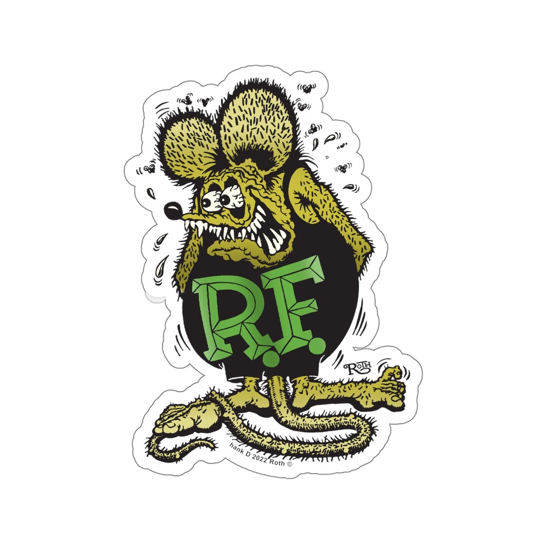 Ed Roth Inspired Bold Yellow & Black Rat Fink Vinyl Sticker - Retro ...
