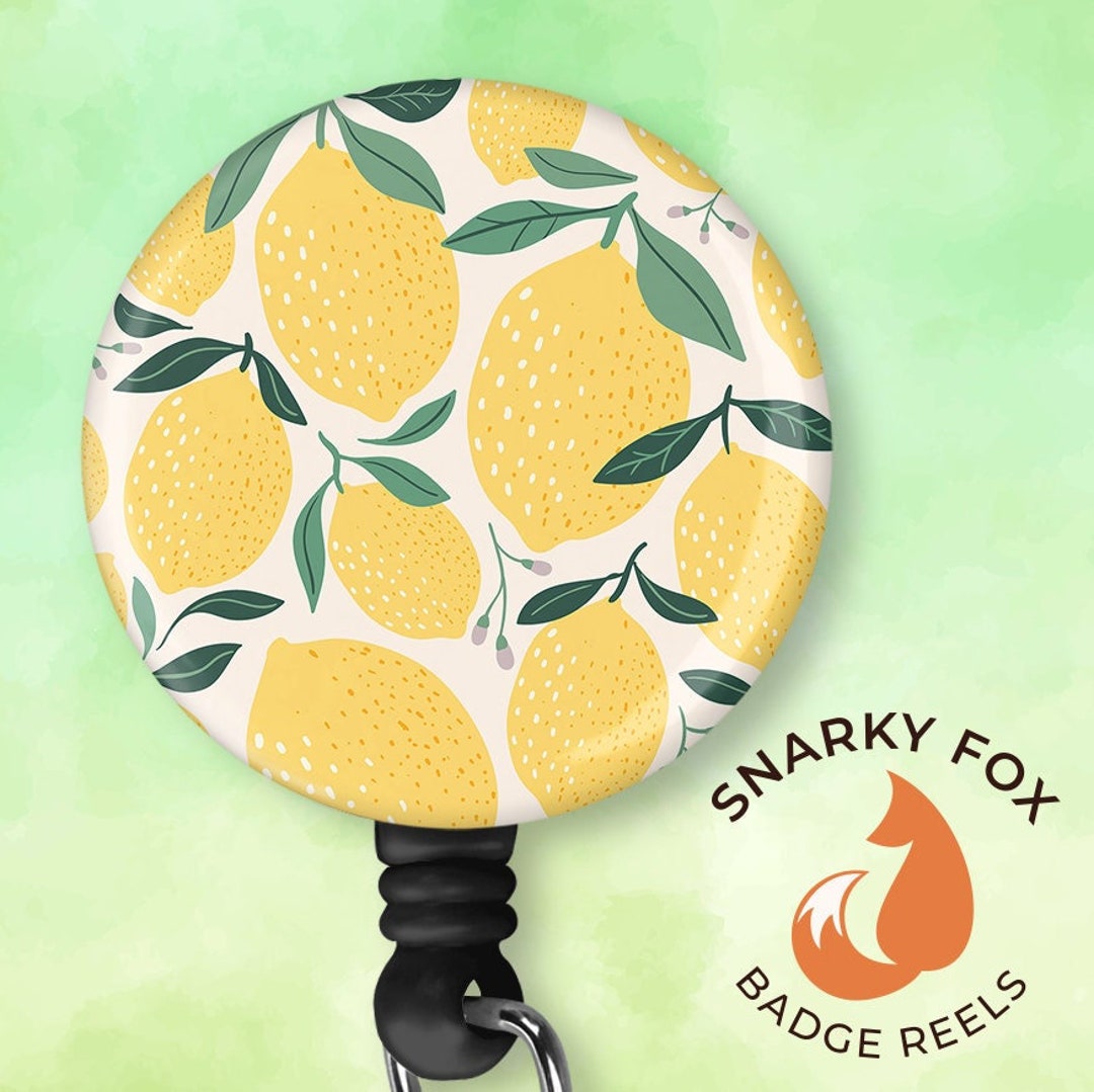 Summer Lemon Pattern Retractable Badge Reel - Etsy