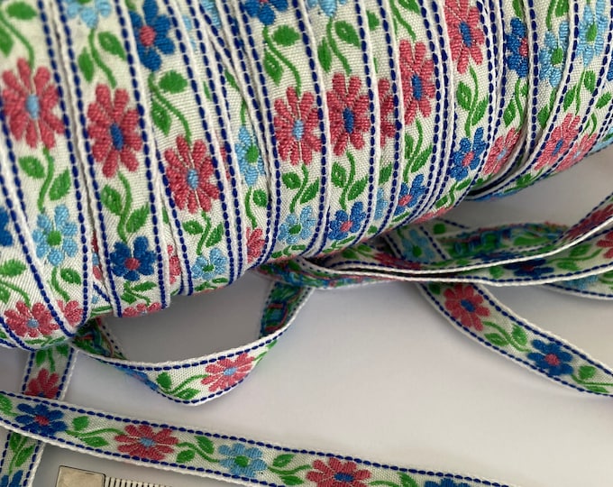 Vintage Embroidery Anglaise Trim With Ribbon Woven Embroidered Cotton ...
