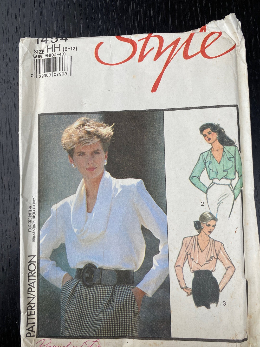 Vintage 80s Sewing Pattern Statement Collar Blouse Cowl Neck Fluted ...