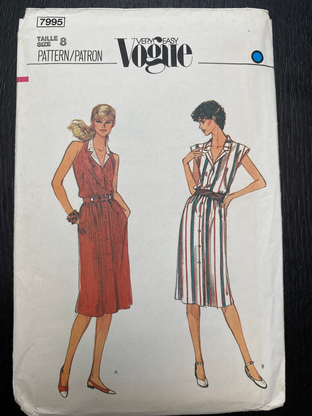 Vintage 1980s Vogue Sleeveless Dress Summer Shirtdress, Button Front ...