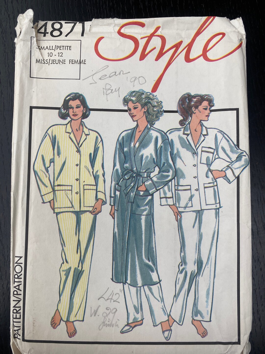 Vintage 80s Nightwear Sewing Pattern by Style 4871 Pyjamas Long Robe ...