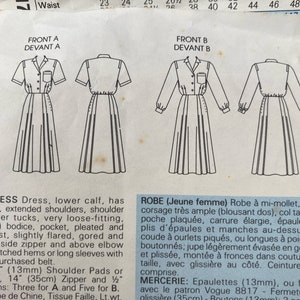 Vogue American Designer Ralph Lauren Sewing Pattern 1722 80s Shirtdress ...