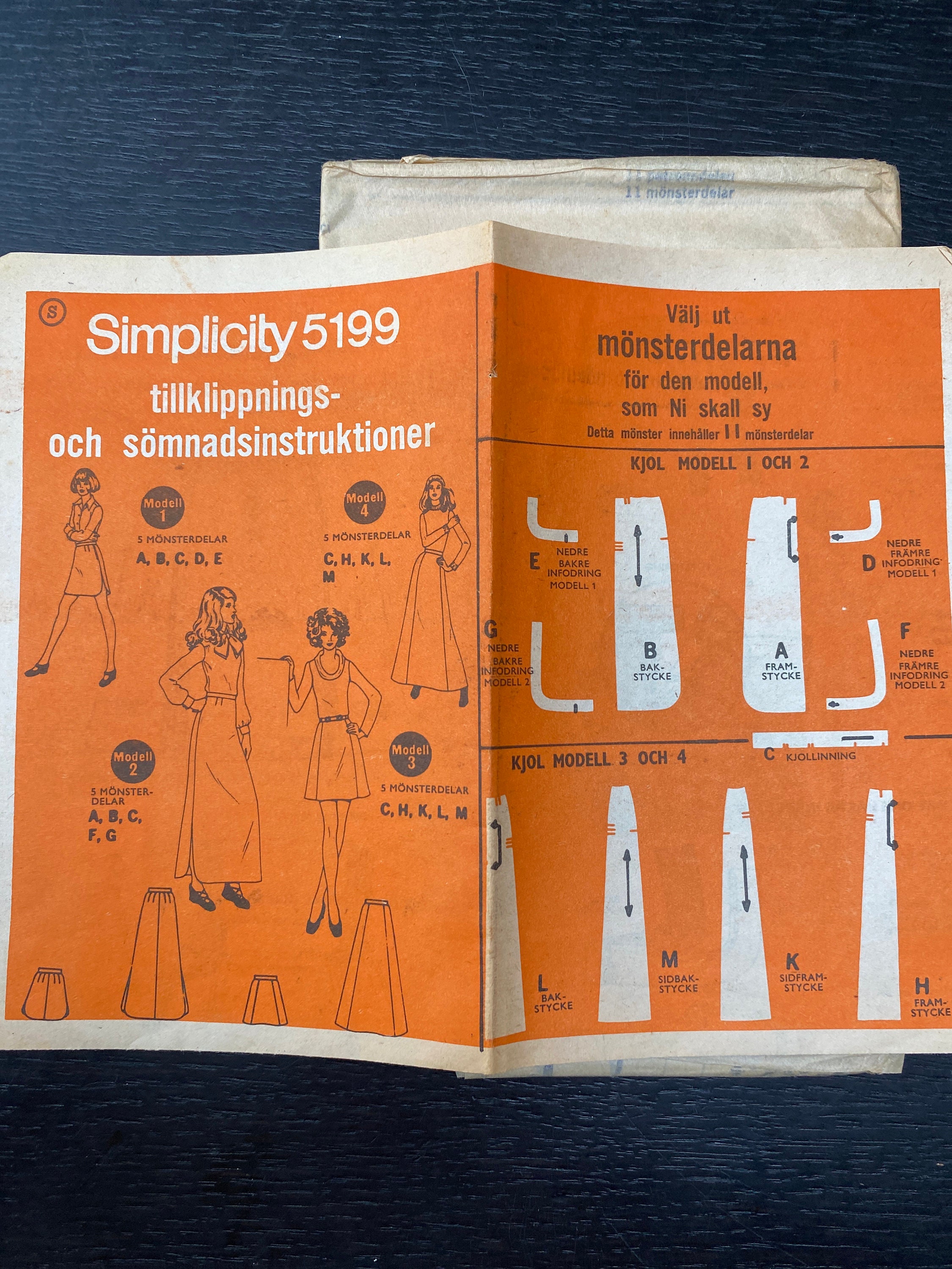 Vintage 1970s Simplicity Sewing Pattern 5199 Maxi and Midi Skirts Kjol ...
