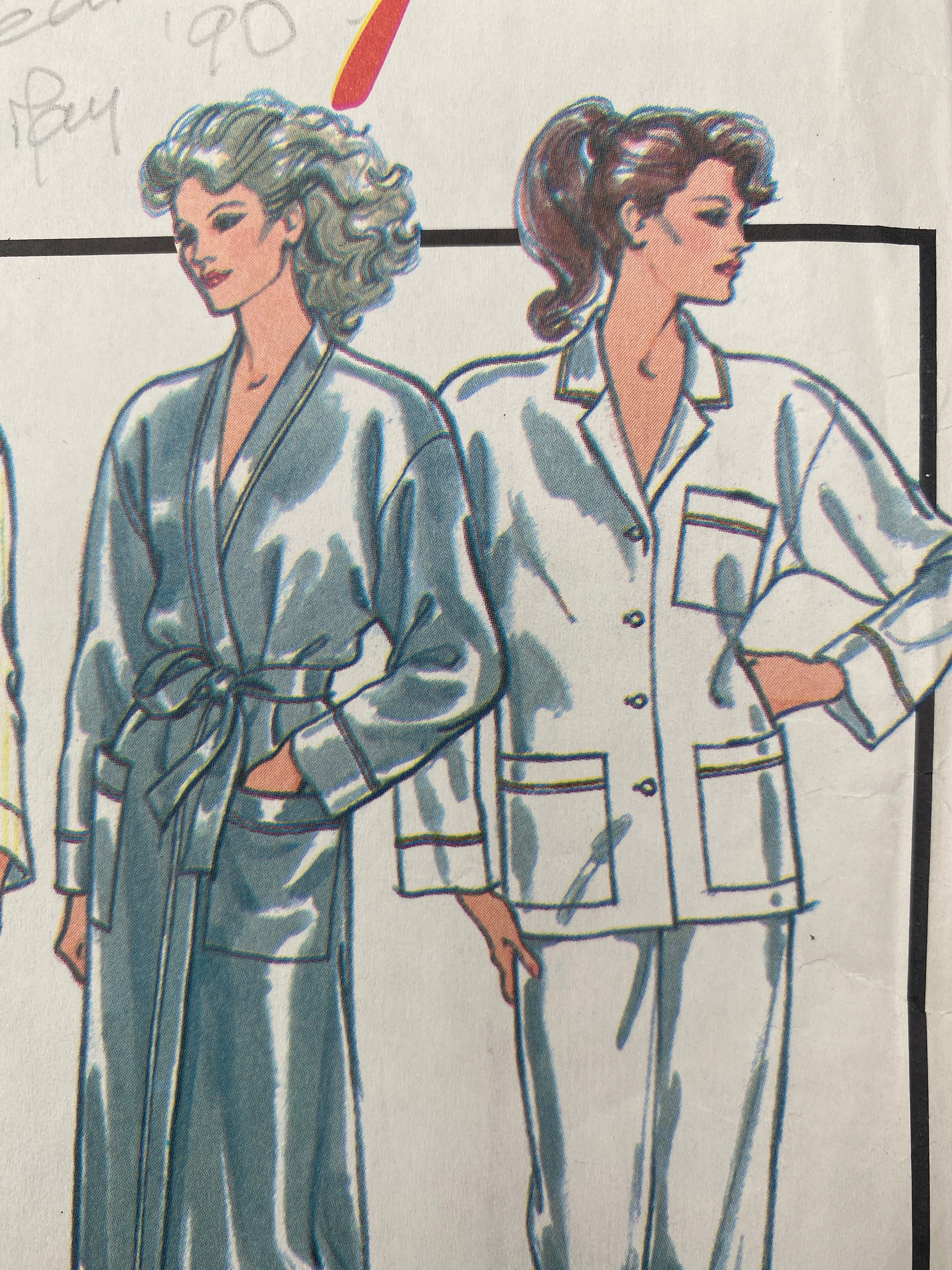 Vintage 80s Nightwear Sewing Pattern by Style 4871 Pyjamas Long Robe ...