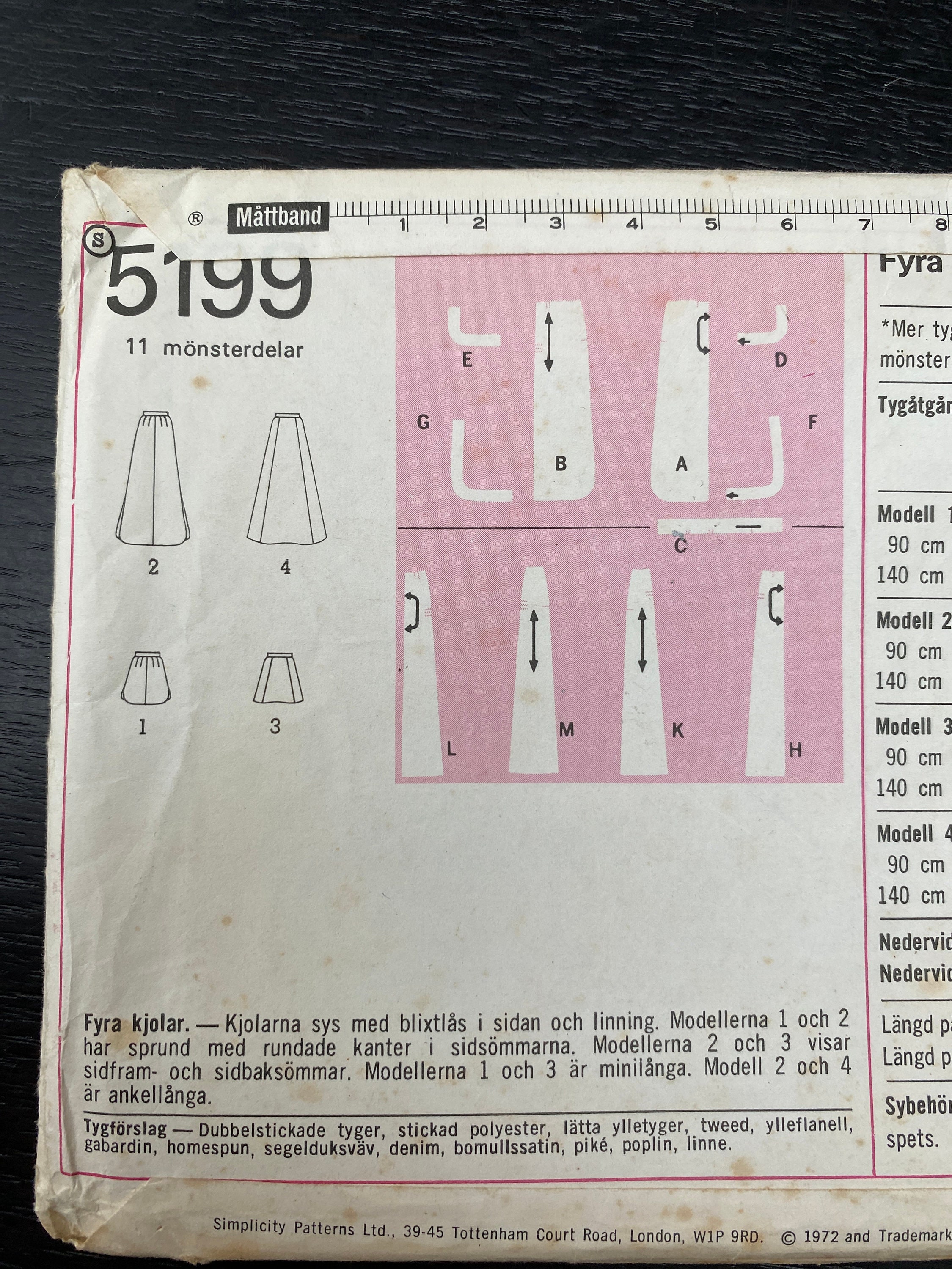 Vintage 1970s Simplicity Sewing Pattern 5199 Maxi and Midi Skirts Kjol ...