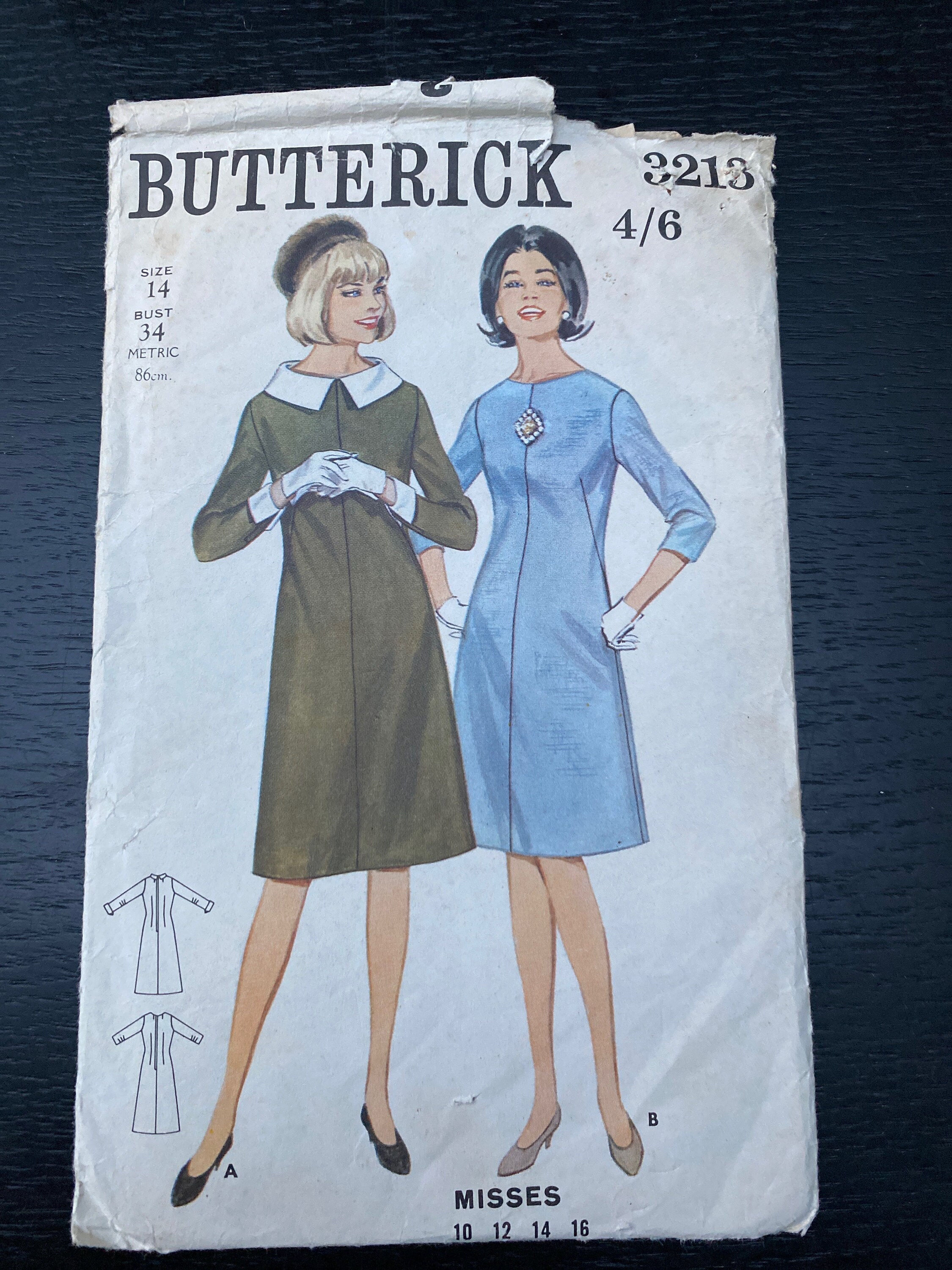 1960s Vintage Butterick Sewing Pattern 3213 Jackie Kennedy Style Shift ...