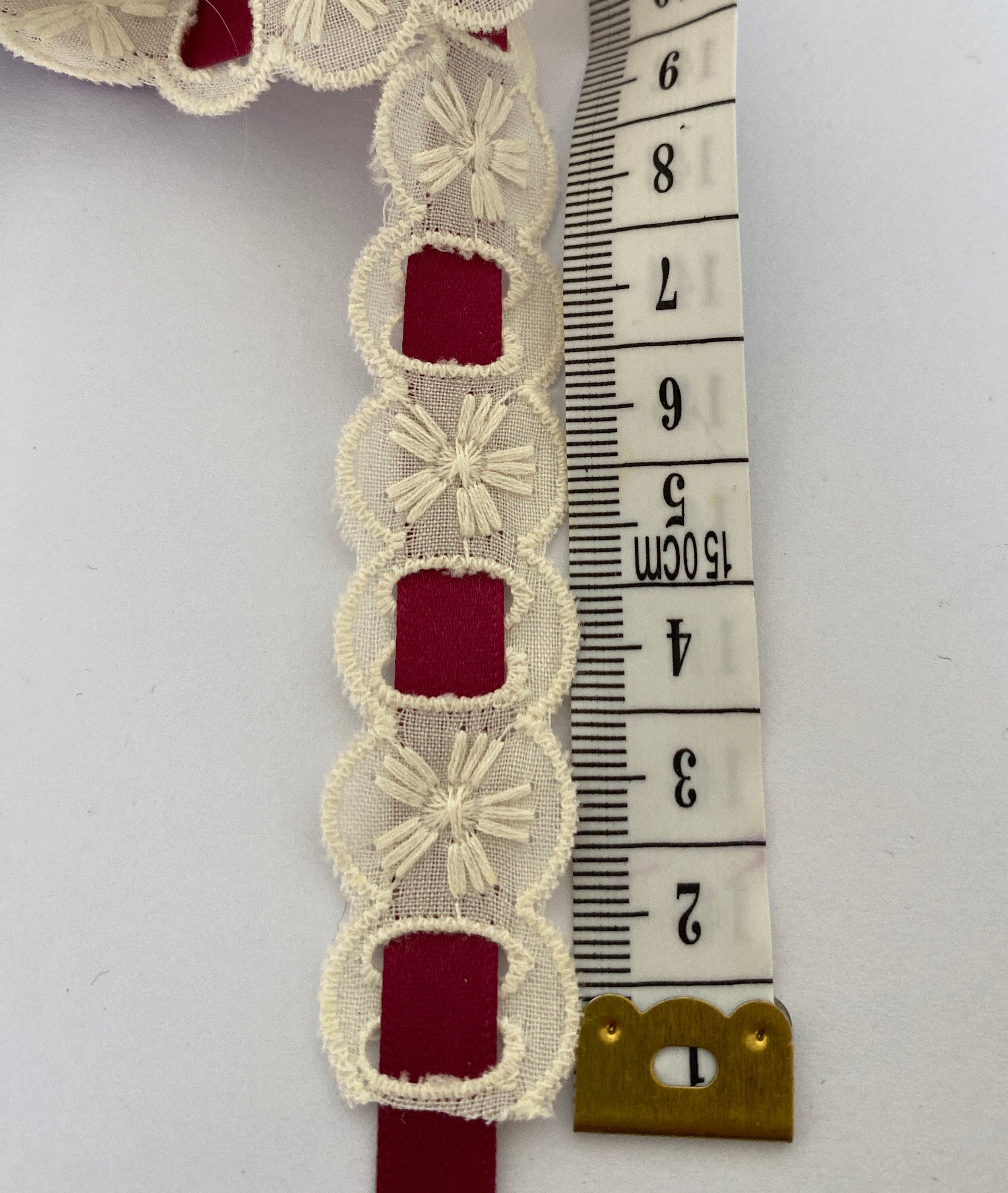 Vintage Embroidery Anglaise Trim With Ribbon Woven Embroidered Cotton ...