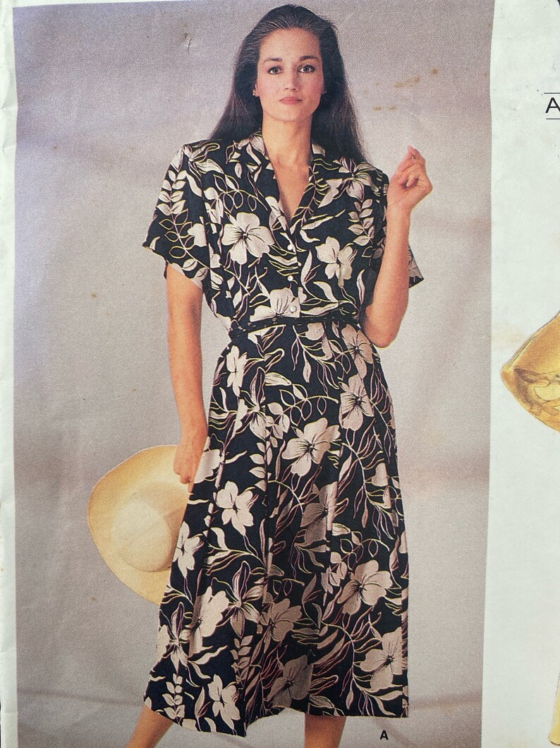 Vogue American Designer Ralph Lauren Sewing Pattern 1722 80s Shirtdress ...